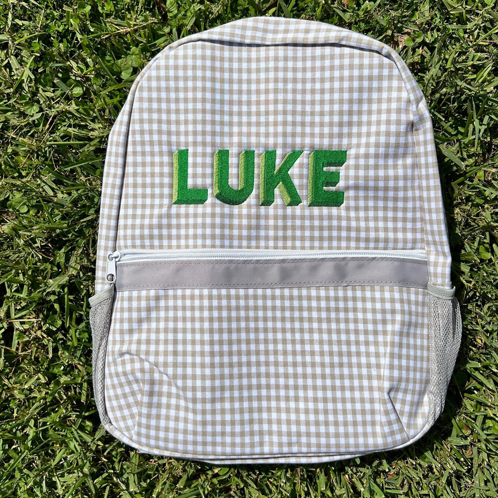 Customized Gingham Backpack | Summertide Stitchery